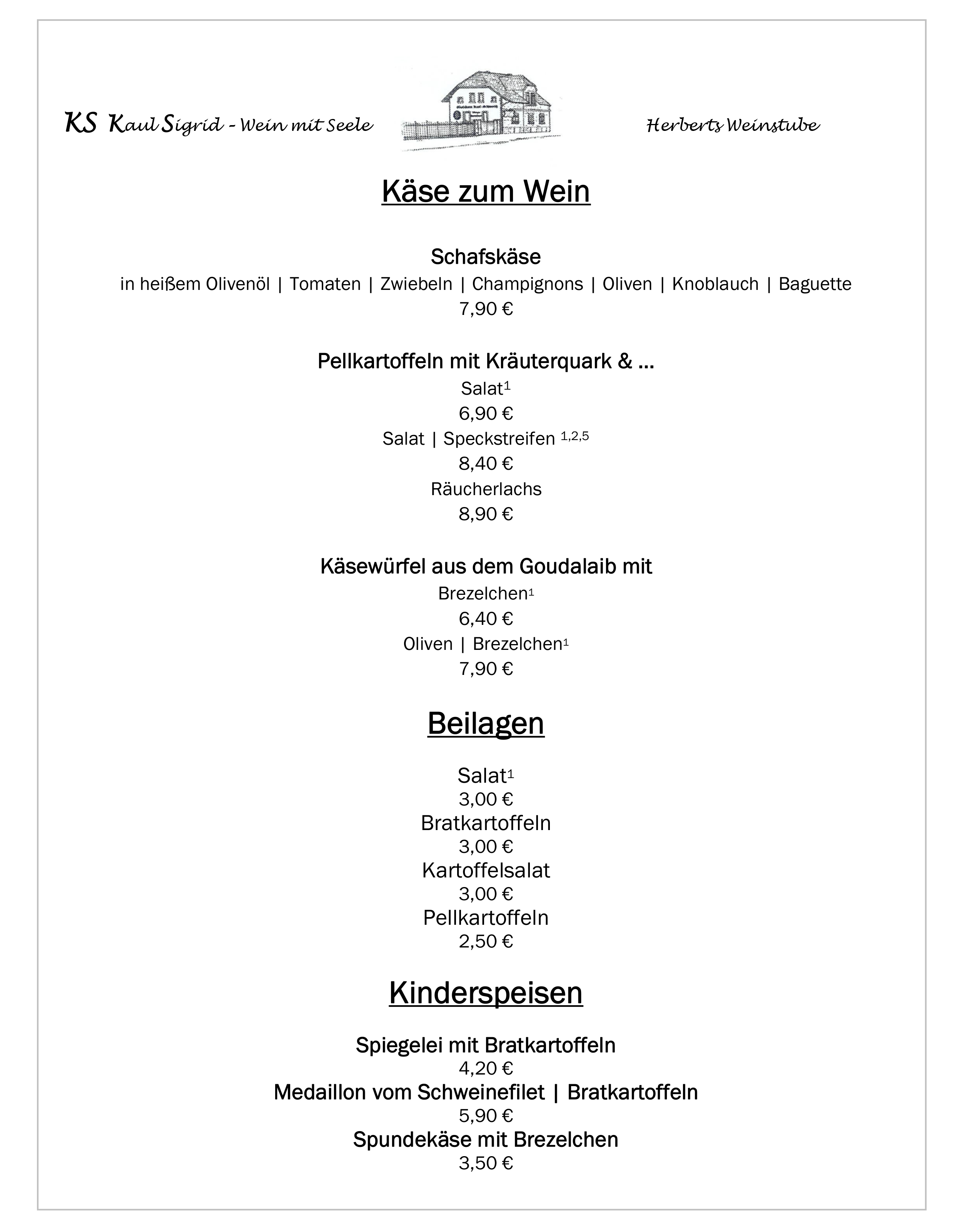 speisekarte - kaul sigrid